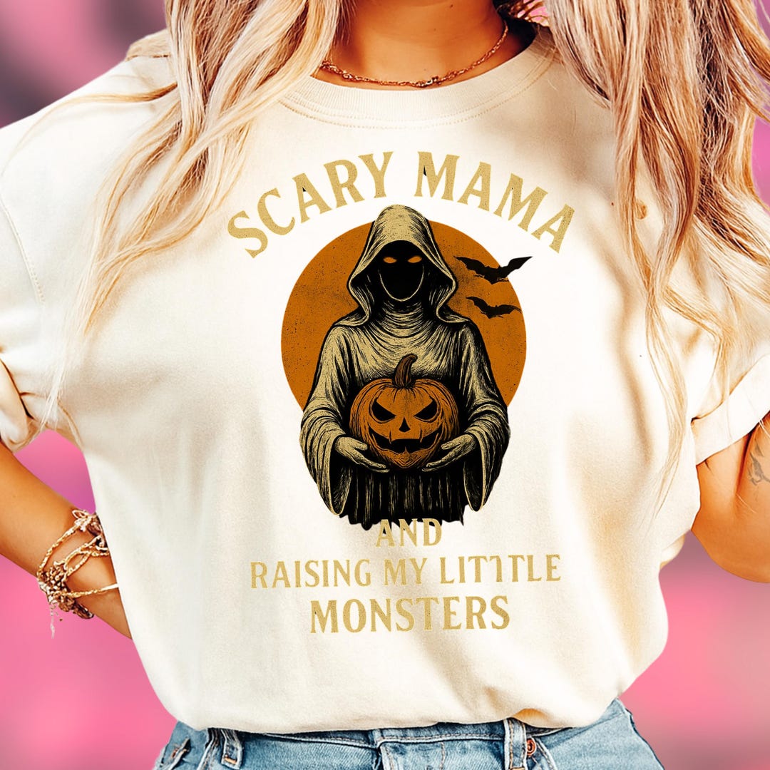 Scary Mama Halloween PNG SVG: Gothic Mom With Pumpkin Clipart - Etsy
