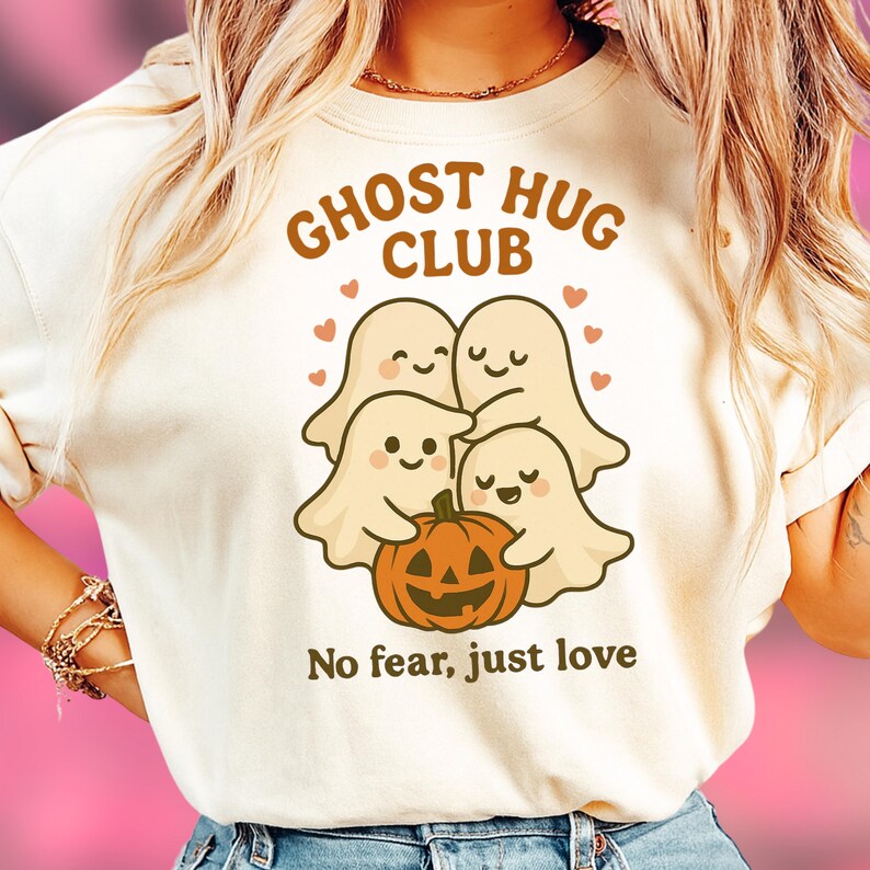 Ghost Hug Squad SVG – Cute Halloween Ghost Friends PNG, Kawaii Ghost ...