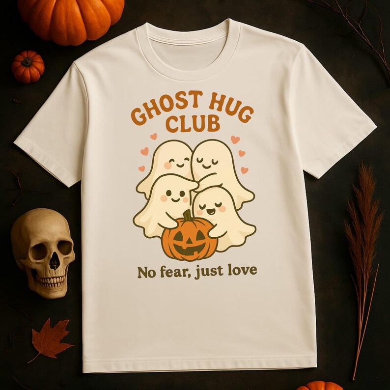 Ghost Hug Squad SVG – Cute Halloween Ghost Friends PNG, Kawaii Ghost ...