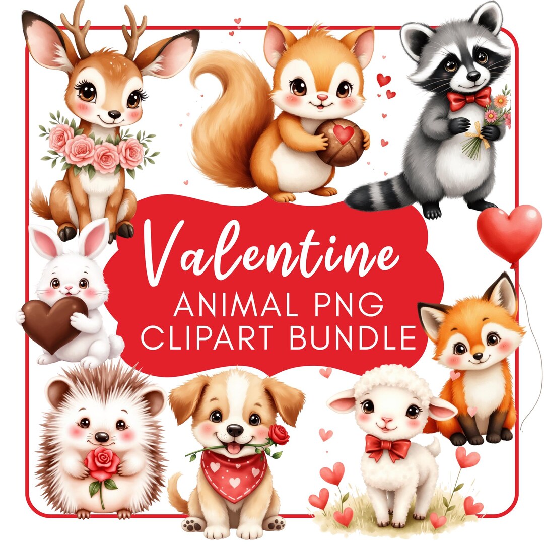 Forest Animals PNG Valentine Bundle L Forest Critters Celebration ...