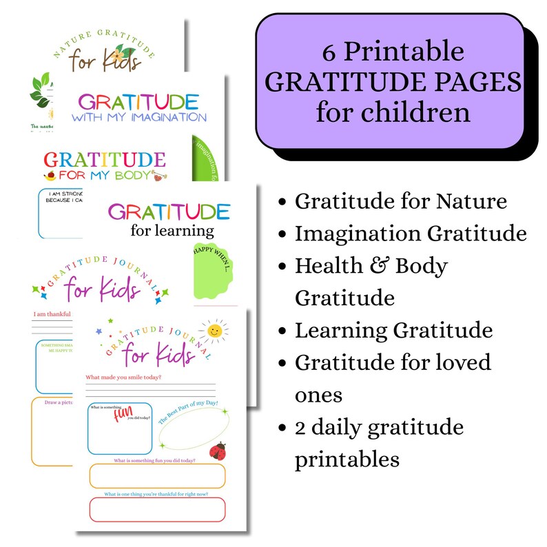 Gratitude Printables for Kids | Themed Gratitude Printable Bundle ...