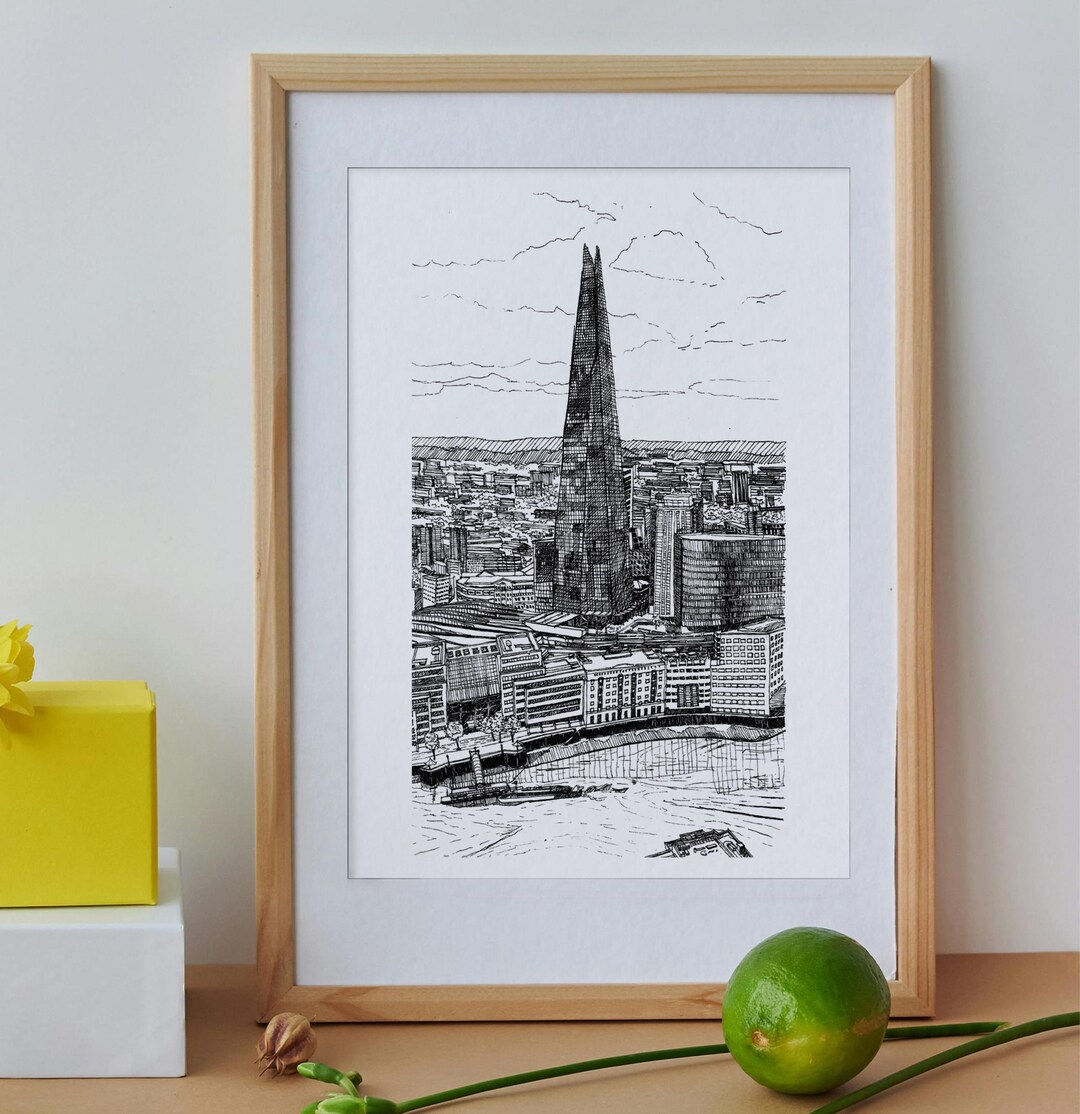The Shard Art Print, London Artful Print, Skyscraper Monochrome Art ...