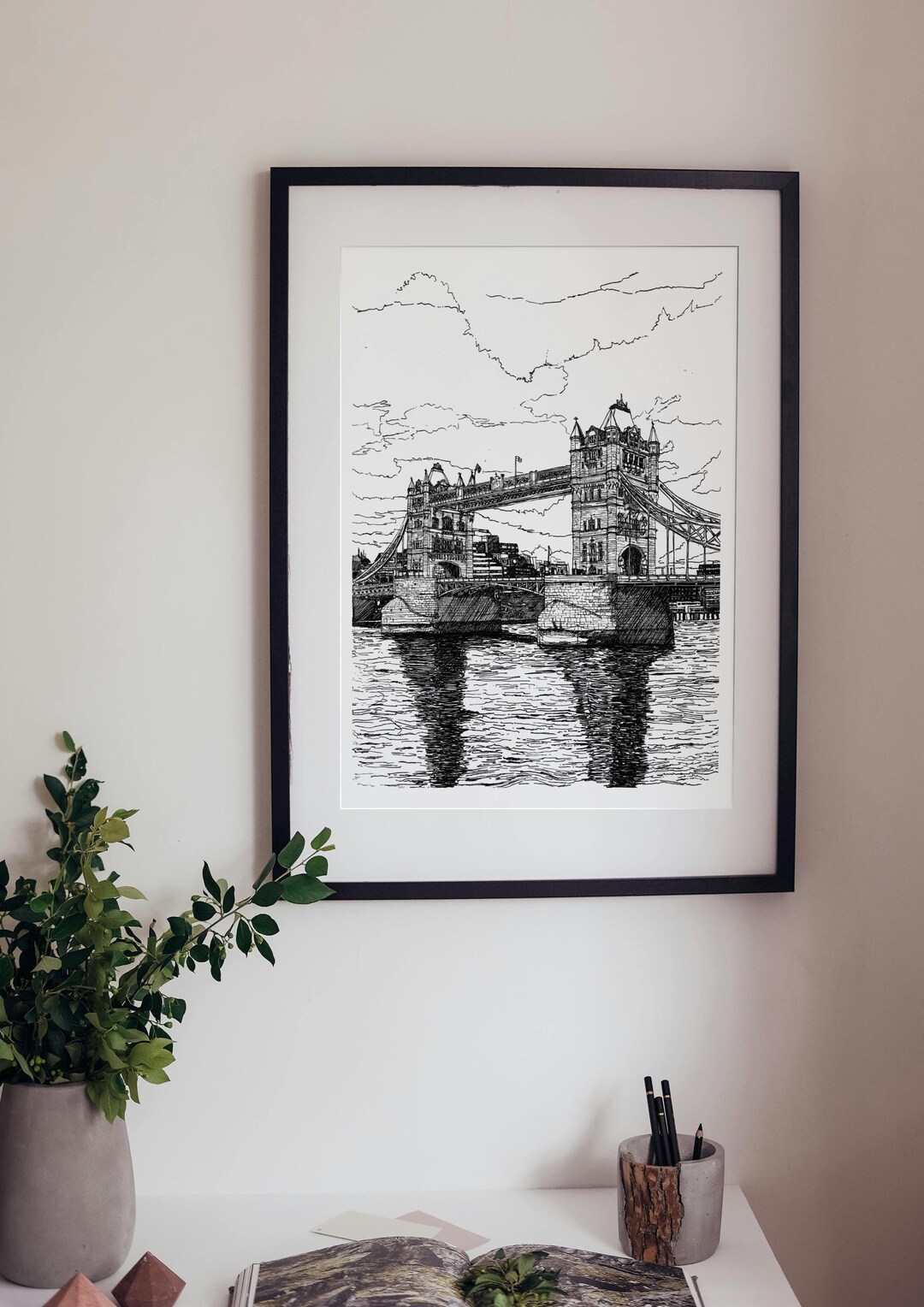 Tower Bridge Art Print, London Art Print, Monochrome Thanksgiving Gift ...