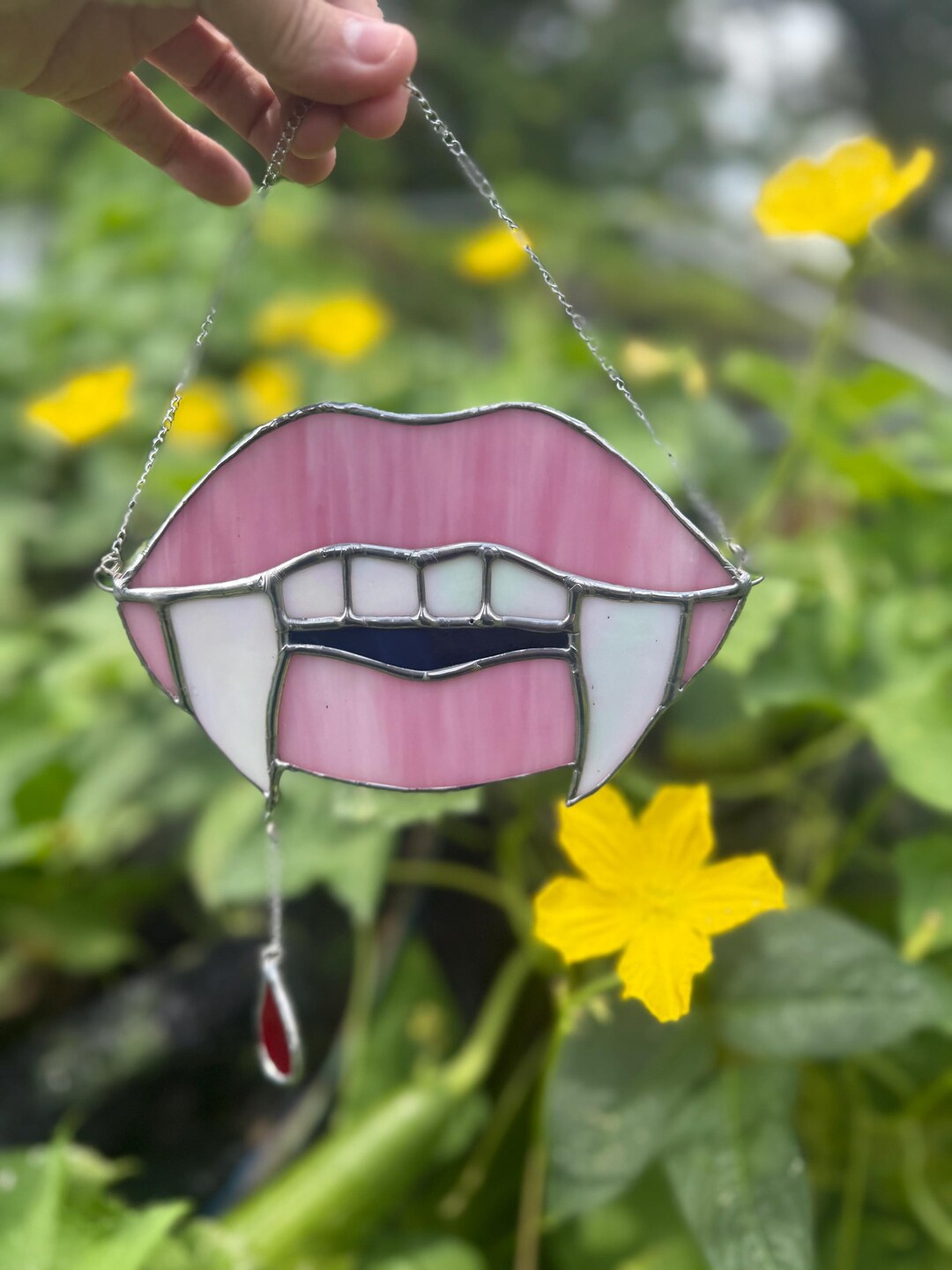 Vampire Mouth Stained Glass Sun Catcher Handmade - Etsy