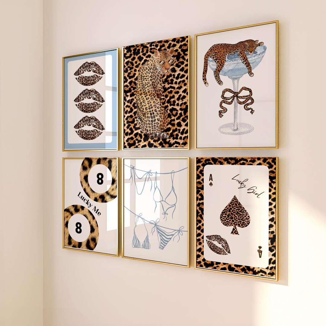 Trendy Leopard & 8 Ball Gallery Wall Art Print Set (digital Download ...