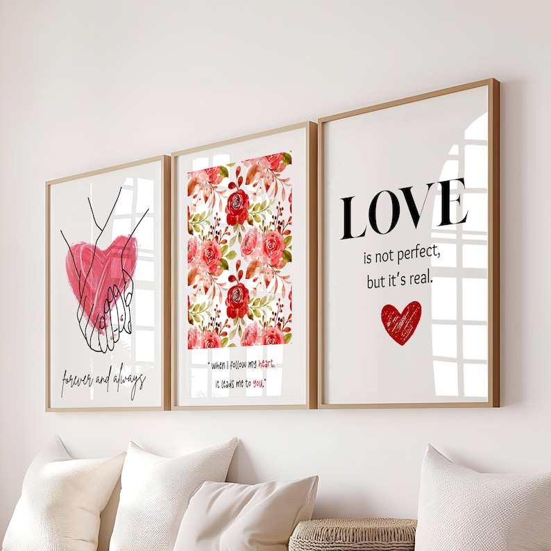 Valentine Wall Art Set of 6 Romantic Love Quote Posters Galentine ...