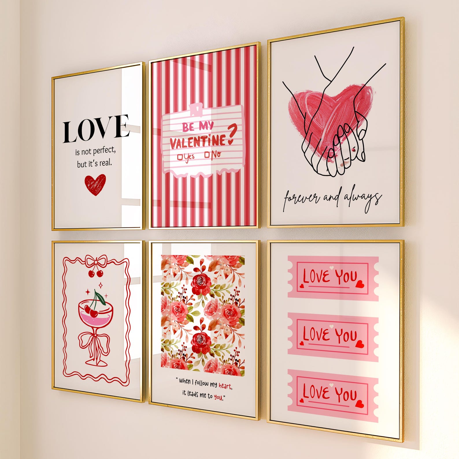 Valentine Wall Art Set of 6 Romantic Love Quote Posters Galentine ...