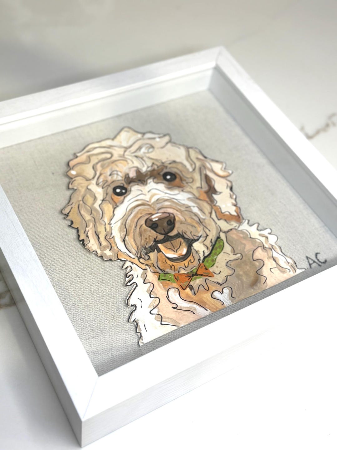 3D Labradoodle Portrait in Shadow Box: Mixed Media Dog Wall Art - Etsy