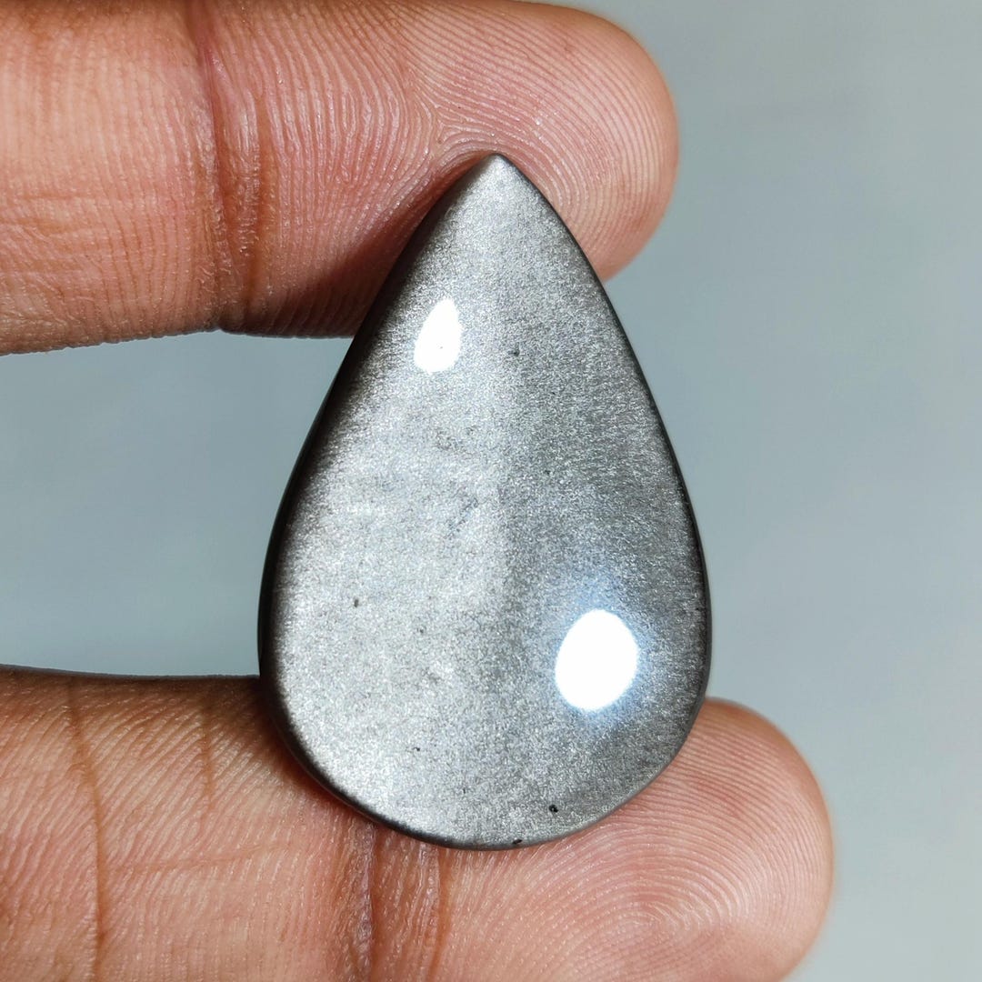 Silver Sheen Obsidian Natural Pear Shape Cabochon : Loose Gemstone for ...