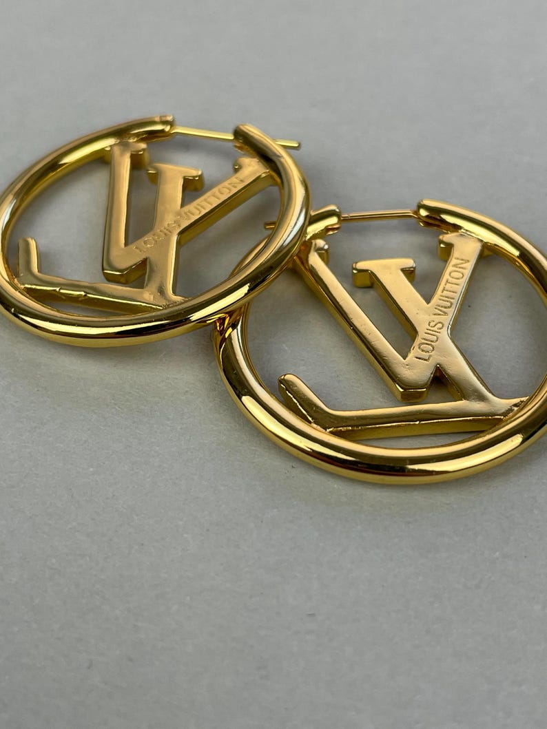 Vintage Louis Vuitton Large Gold Interlocking LV Hoop Earrings - Etsy