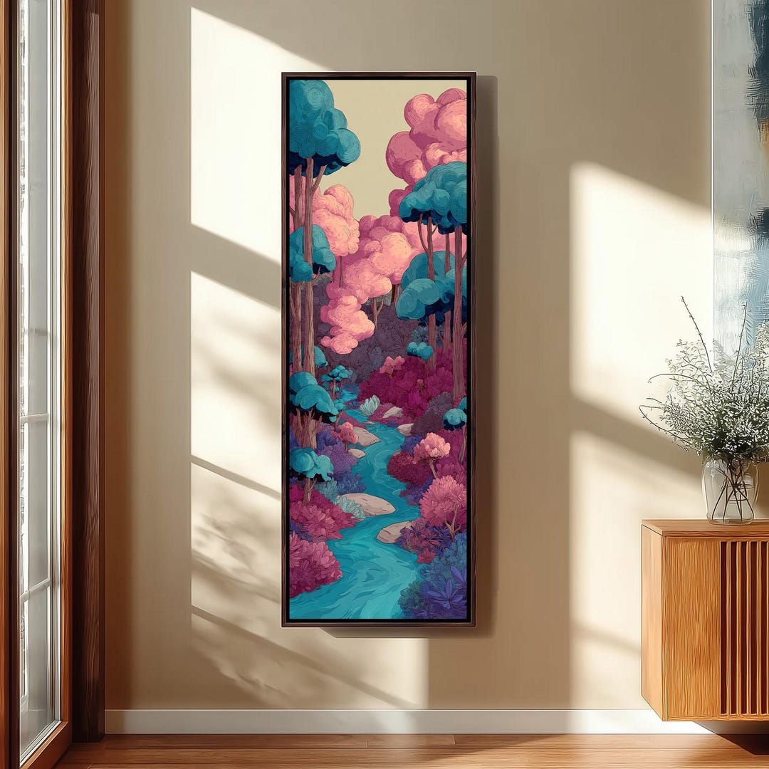Whimsical Fantasy Forest Art, Vertical Fairy Tale Canvas, Tall Narrow ...