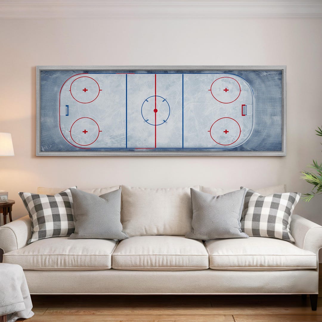 Ice Hockey Rink Art, Wide Panoramic Canvas, Long Horizontal Framed ...