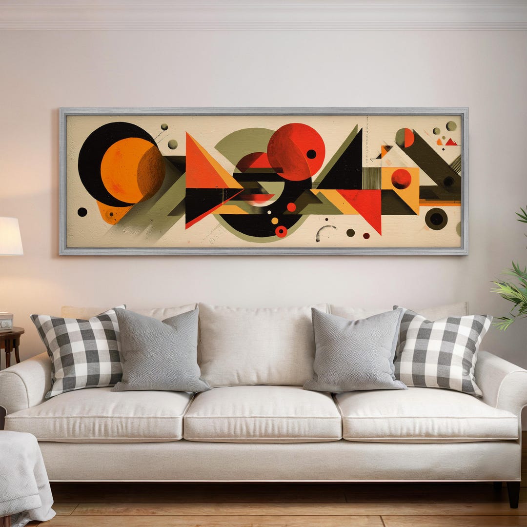 Horizontal Wall Art, Large Framed Canvas, Geometric Framed Poster, Wide ...