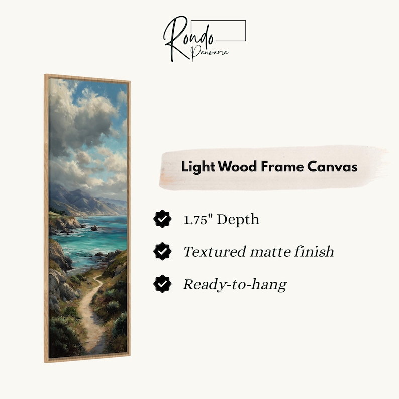 Paisaje marino alto y delgado enmarcado, arte de sendero vertical a lo ...