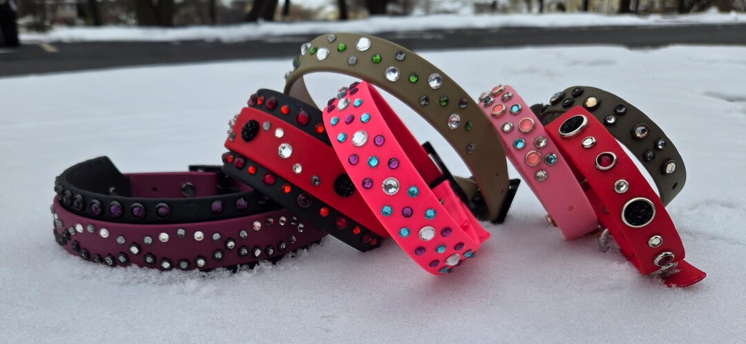 Custom 1" Biothane Rhinestone Collar - Etsy