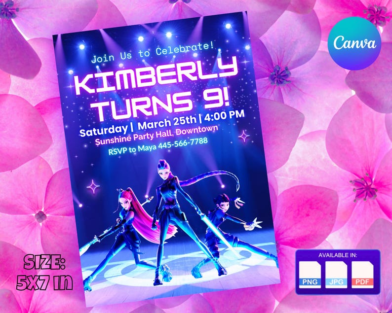 KPOP Demon Hunters Invitation, KPOP Demon Hunters Birthday Invitation ...