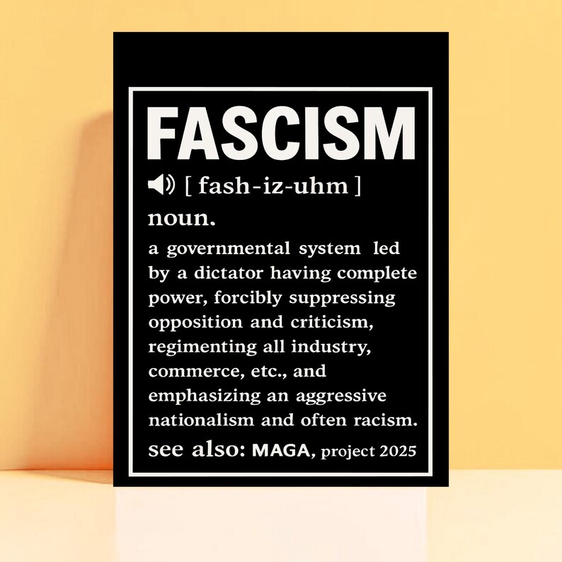 Fascism Definition Protest Sign: Anti-trump Democracy Poster (digital ...