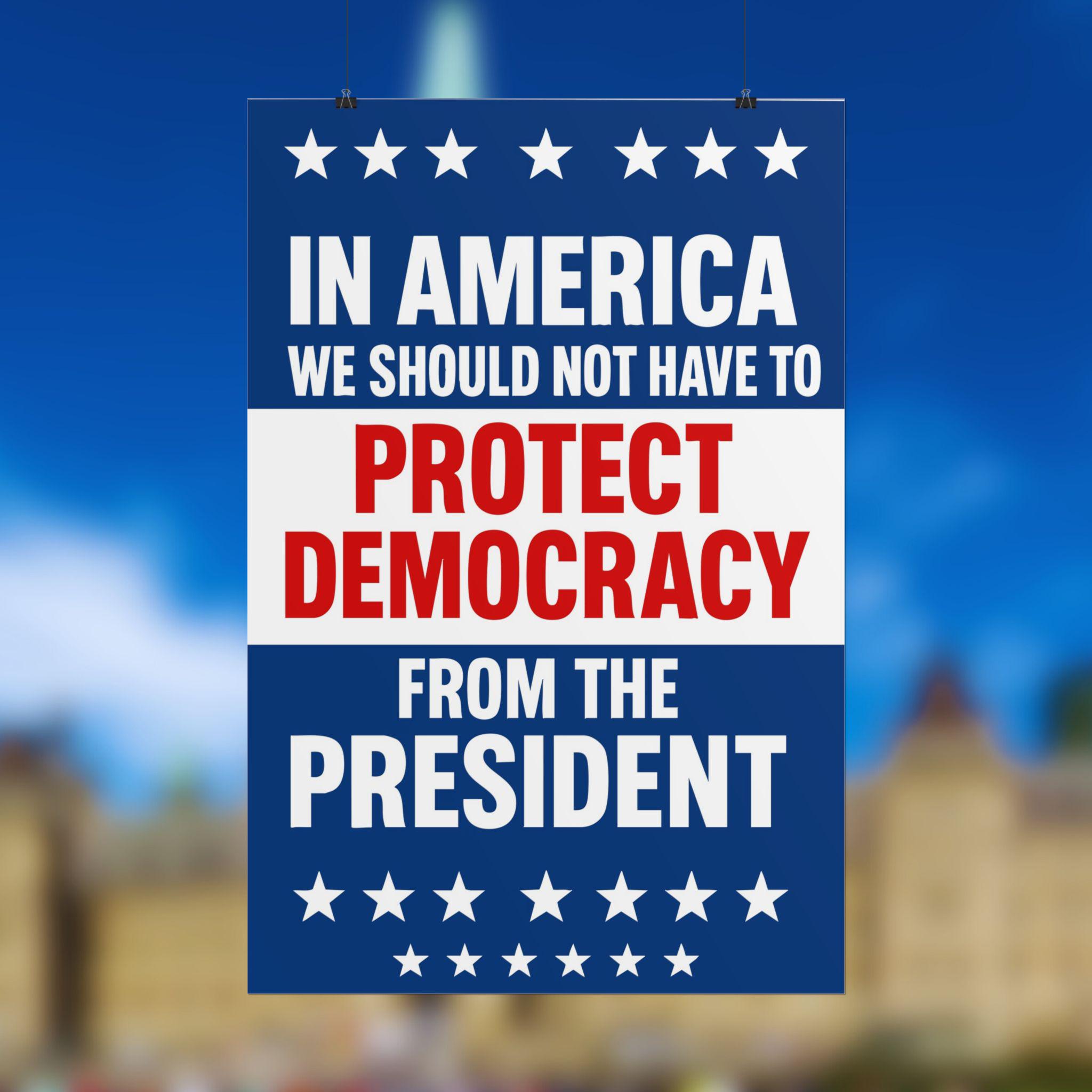 Protect Democracy Protest Poster, Anti-trump Anti-fascism Sign, Pro ...