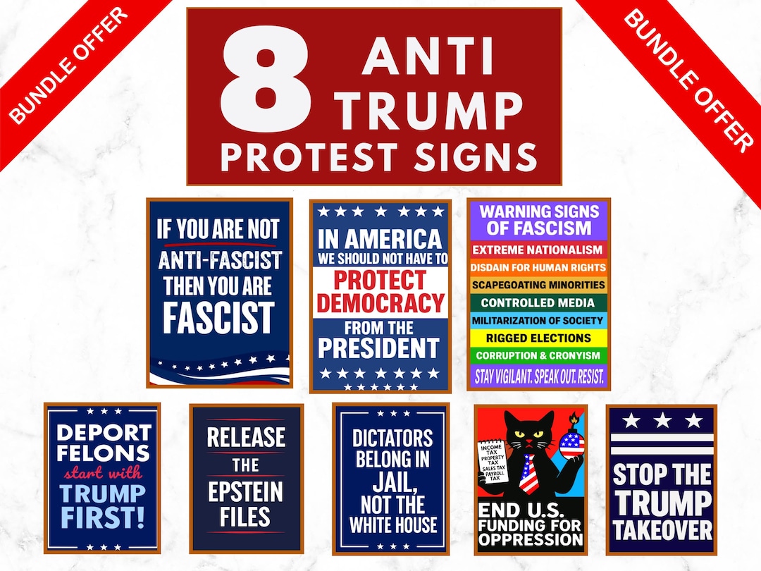 Anti-trump Protest Sign Bundle: Anti-fascist Printable Posters (digital ...