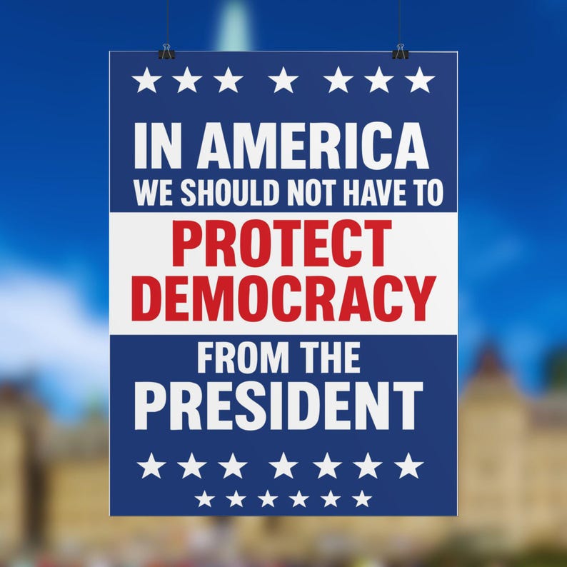 Protect Democracy Protest Poster, Anti-trump Anti-fascism Sign, Pro ...