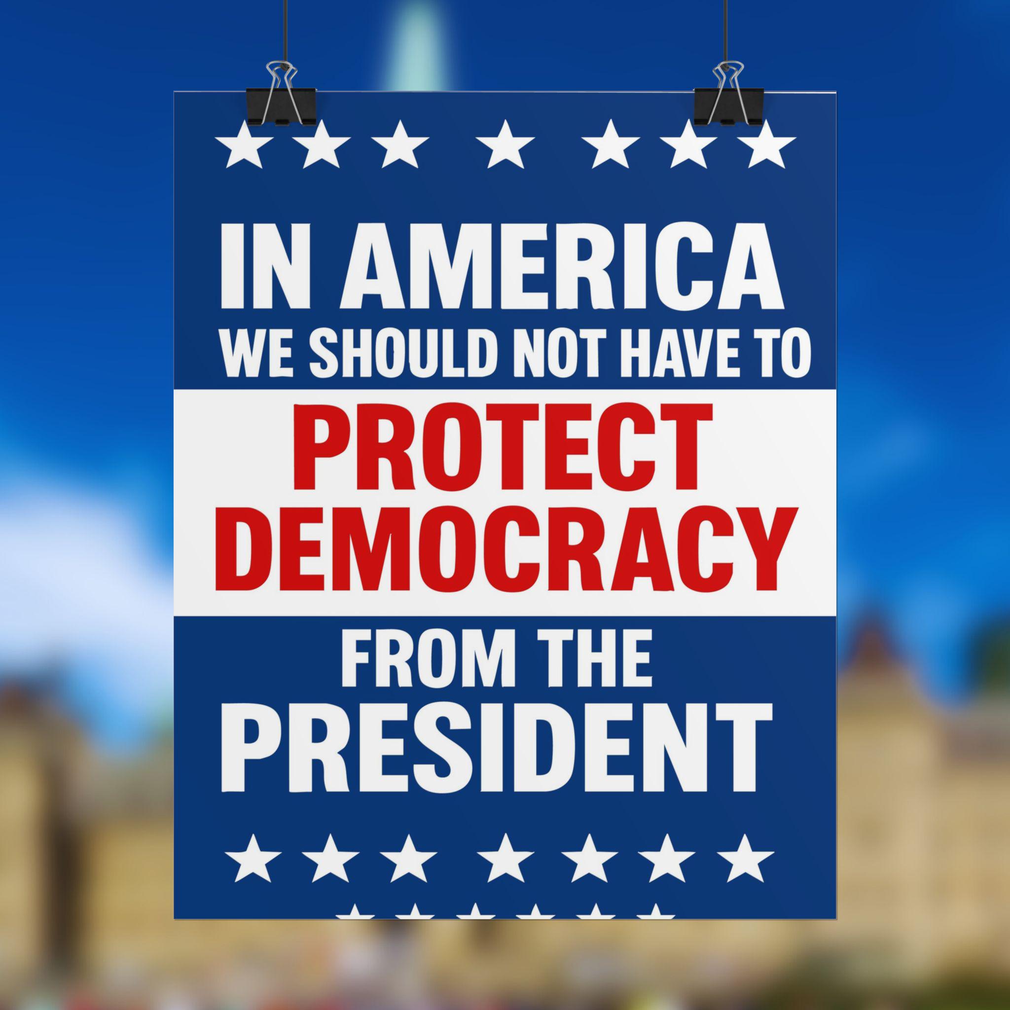 Protect Democracy Protest Poster, Anti-trump Anti-fascism Sign, Pro ...