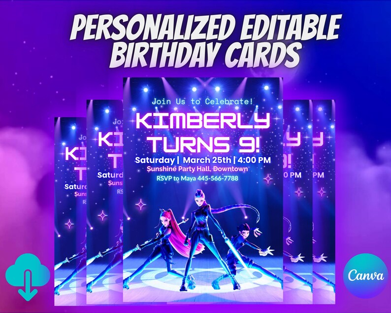 KPOP Demon Hunters Invitation, KPOP Demon Hunters Birthday invitation ...