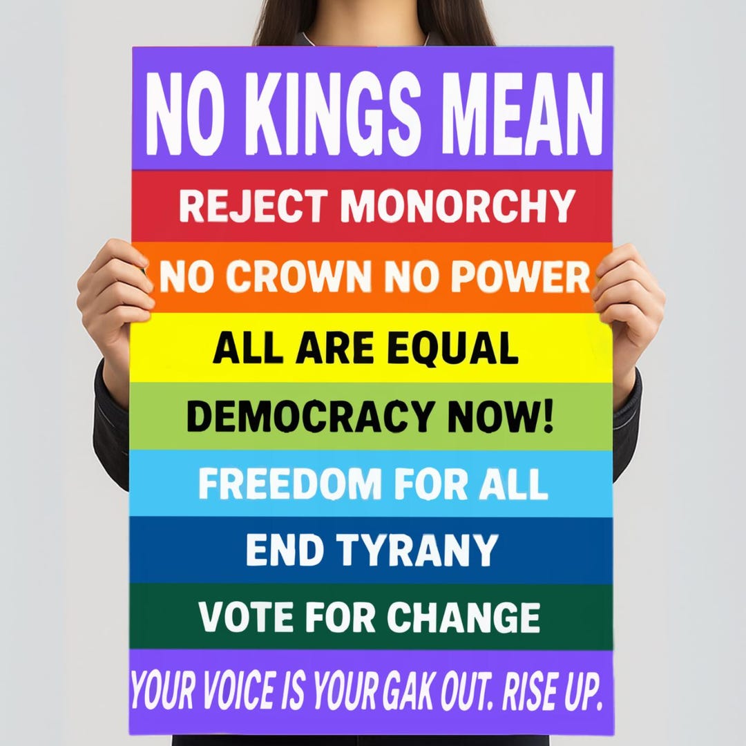 No Kings Mean Protest Sign: Democracy Now Rally Art (digital Download ...