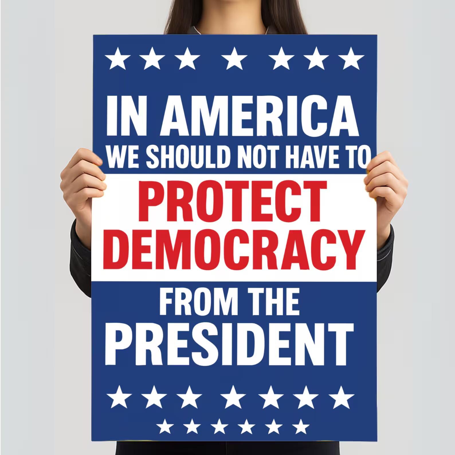 Protect Democracy Protest Poster, Anti-trump Anti-fascism Sign, Pro ...