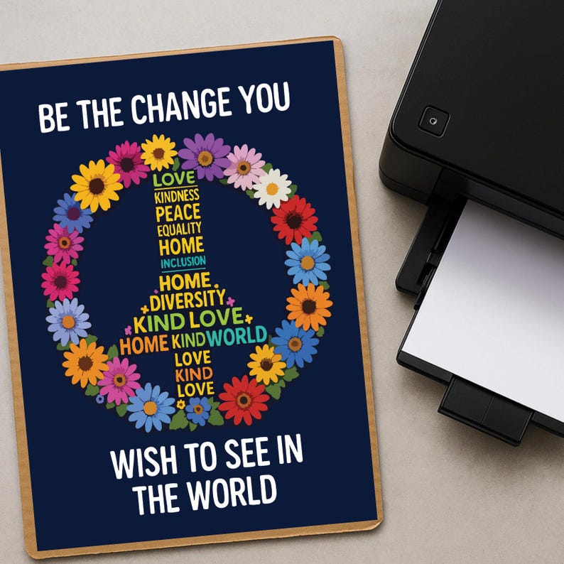 Be the Change You Wish to See Poster, Inspirational Quote Wall Art ...
