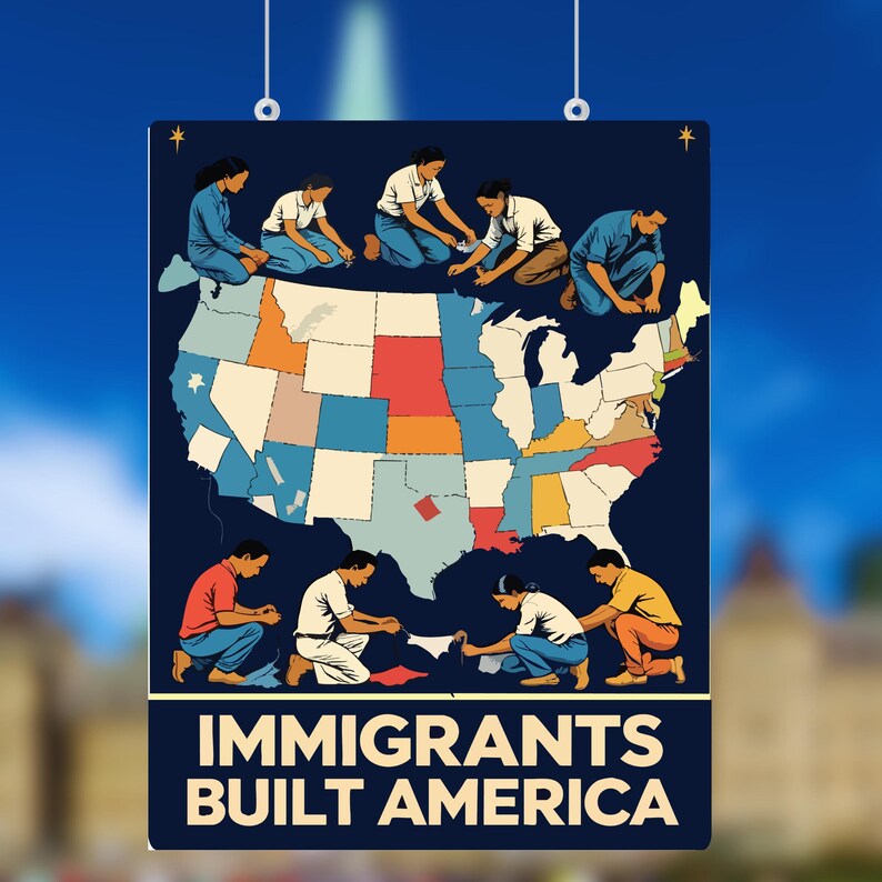 Immigrants Built America Protest Poster: Anti-trump, Immigrant Rights ...