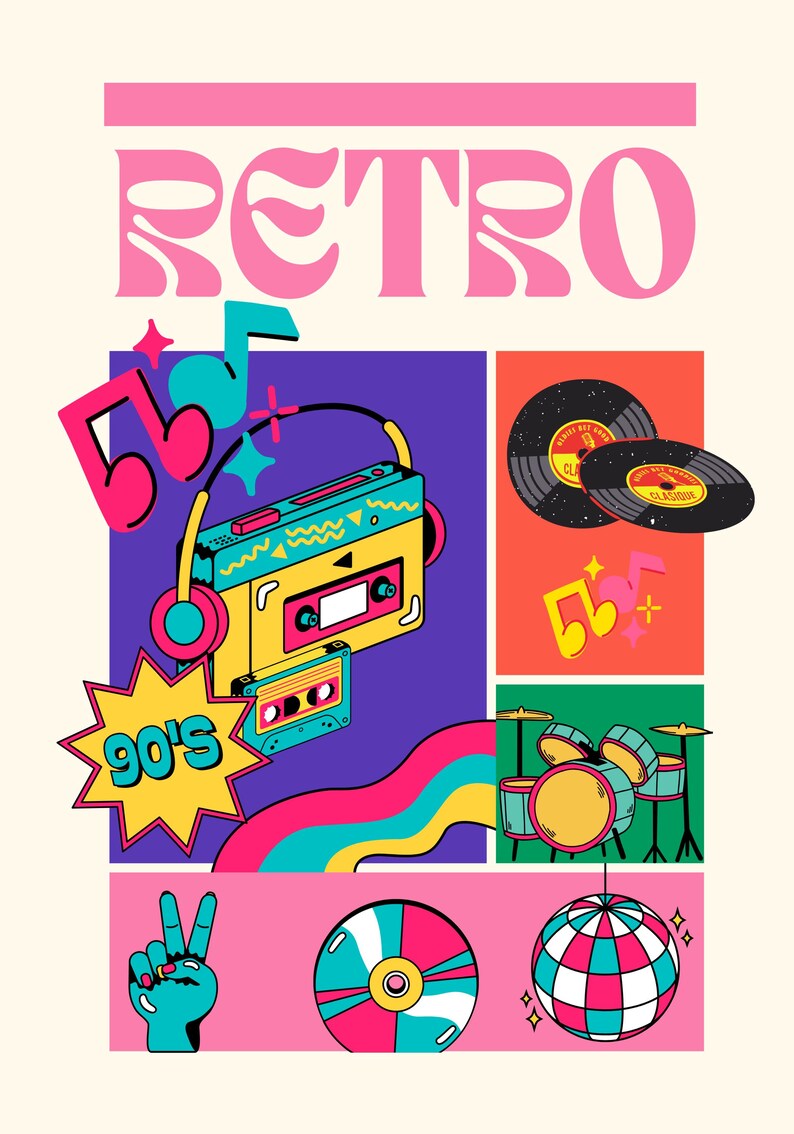 Vintage Retro Poster – Old School Wall Art – Retro Home Decor Printable ...