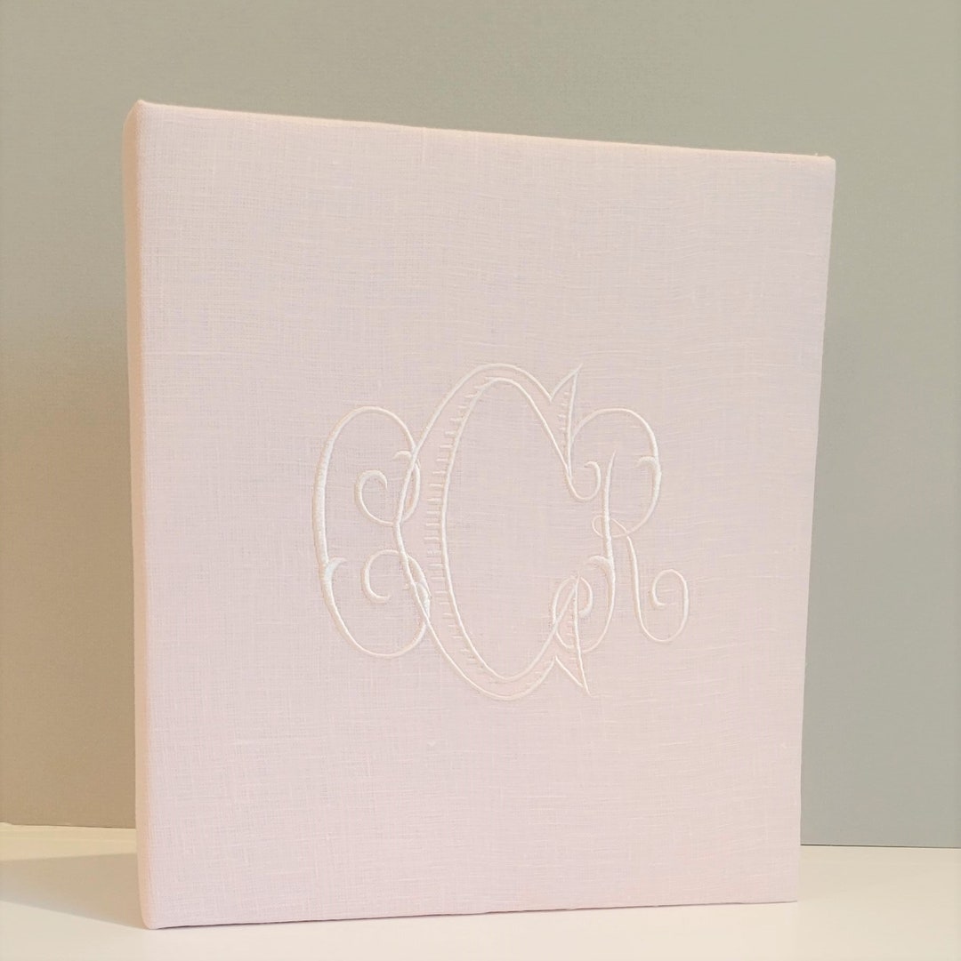 Monogrammed Pink Linen Baby Album Binder: DIY Scrapbook - Etsy