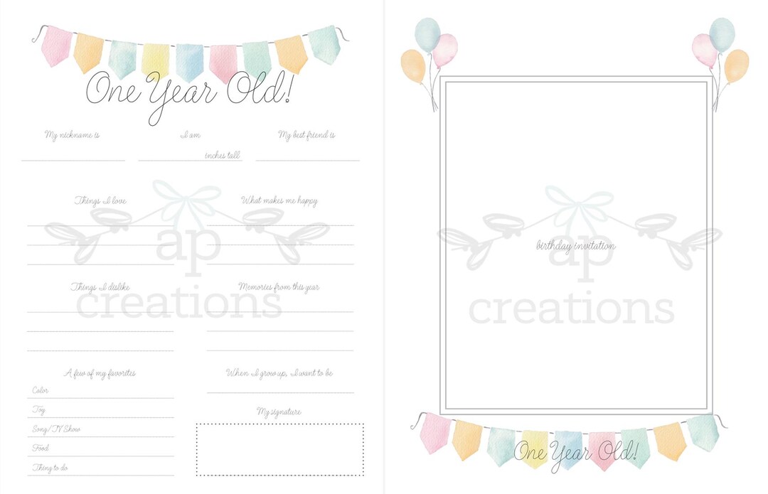 Printable DIY Birthday Book Pages - Etsy