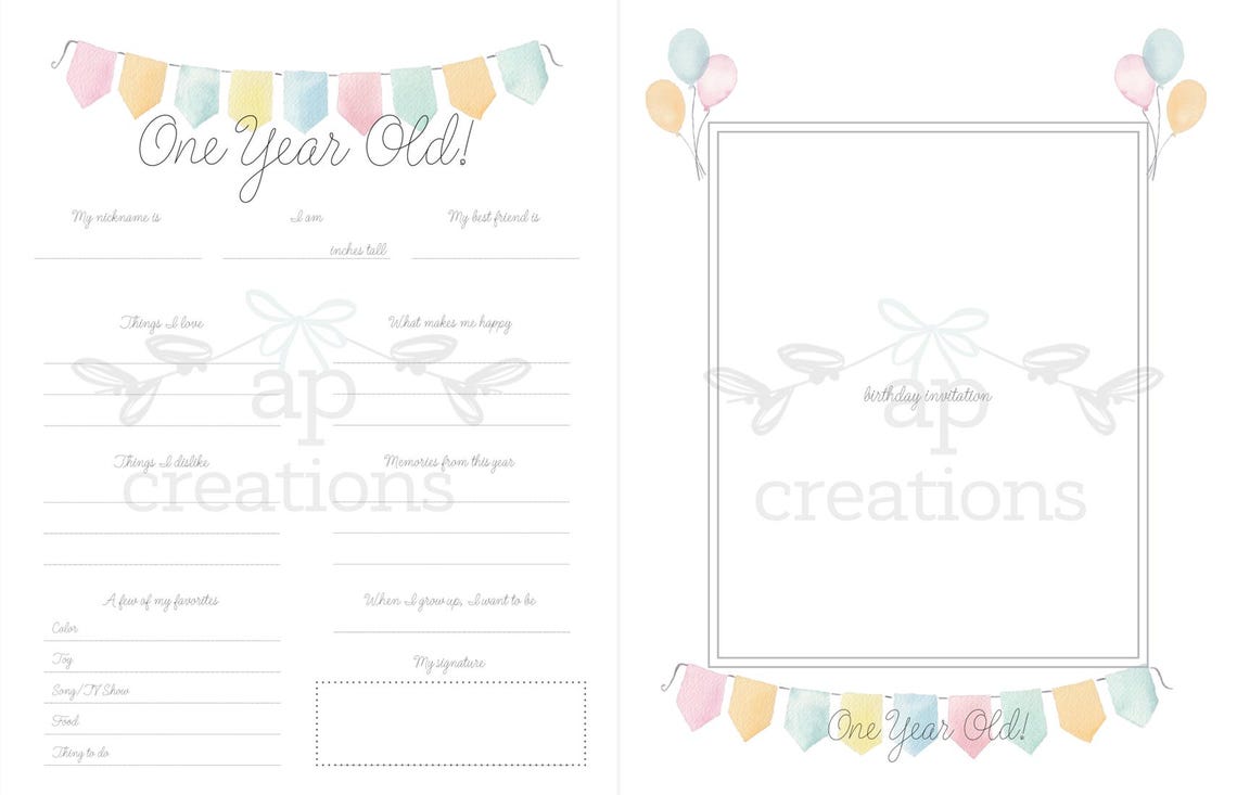 Printable DIY Birthday Book Pages - Etsy