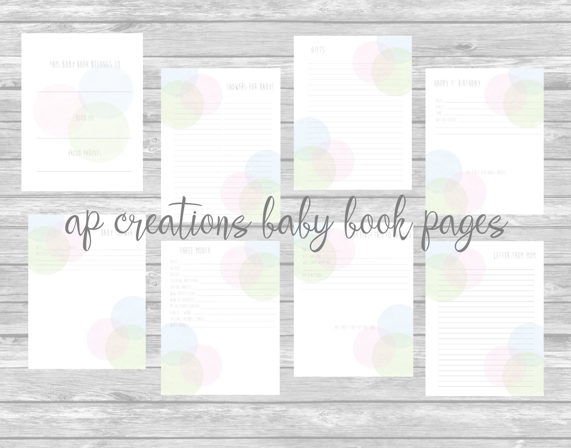 Modern Circle DIY Printable Baby Book Pages - Etsy