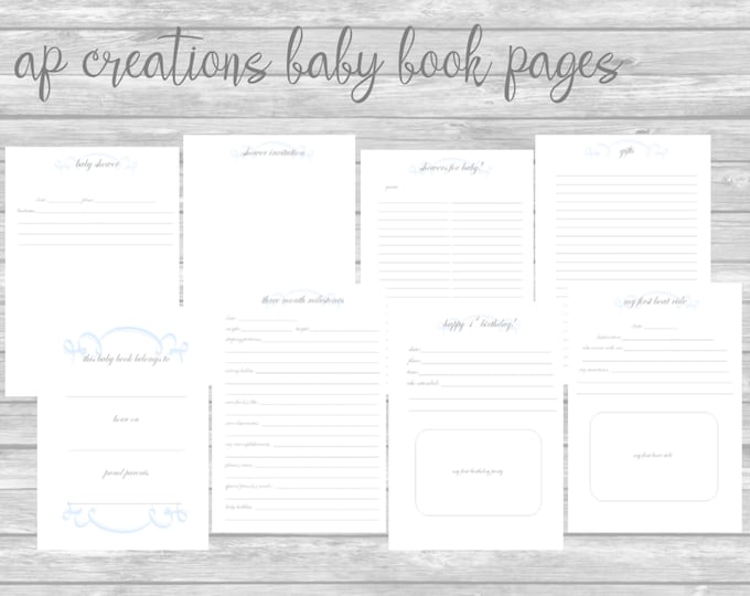 Blue Traditional Printable DIY Baby Book Pages - Etsy