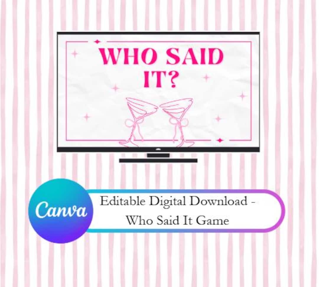 Bachelorette Party Game - Who Said It? - Canva Template - Digital ...