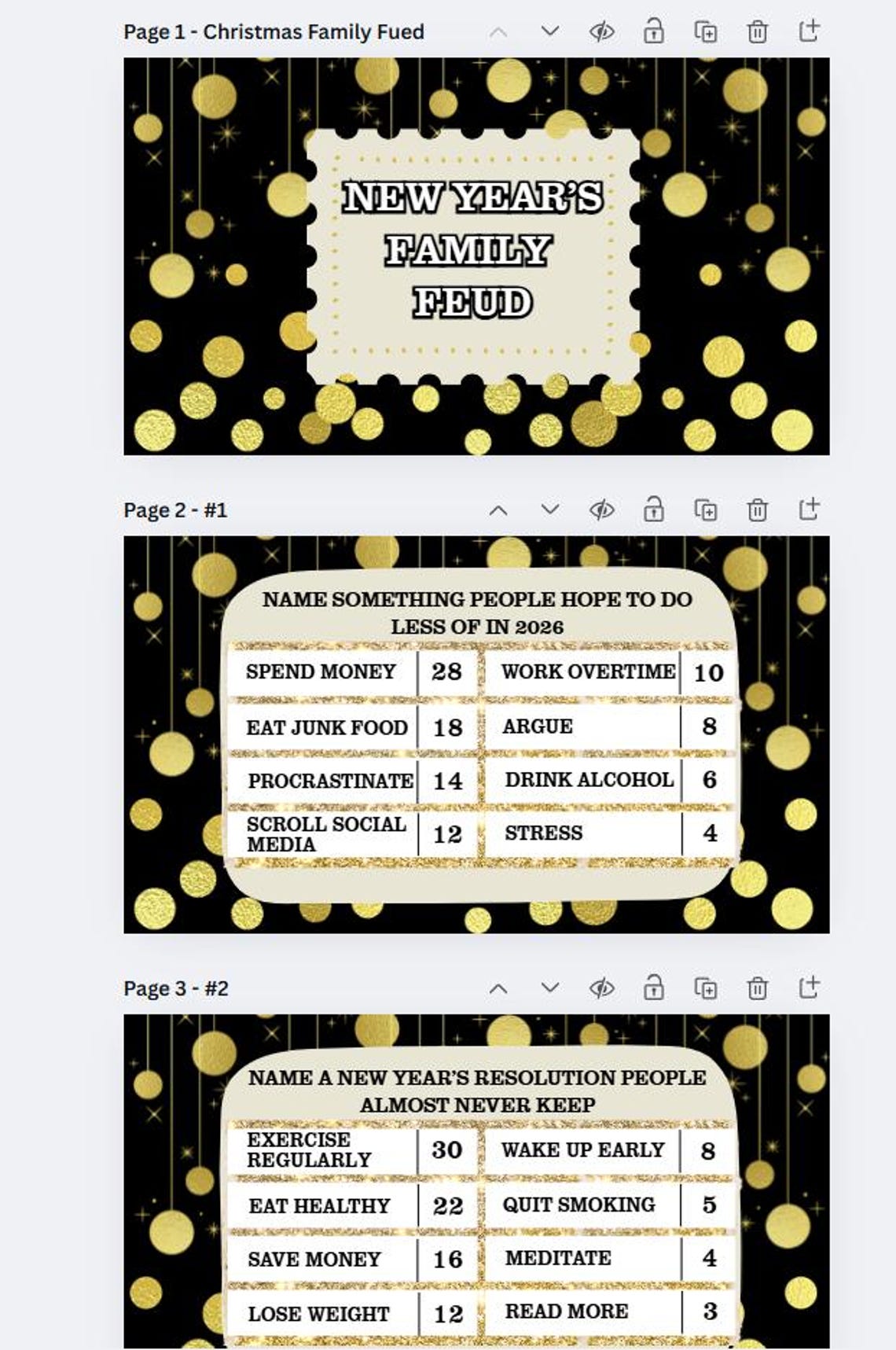 New Year's Family Feud Game - Editable Canva Template - Digital ...