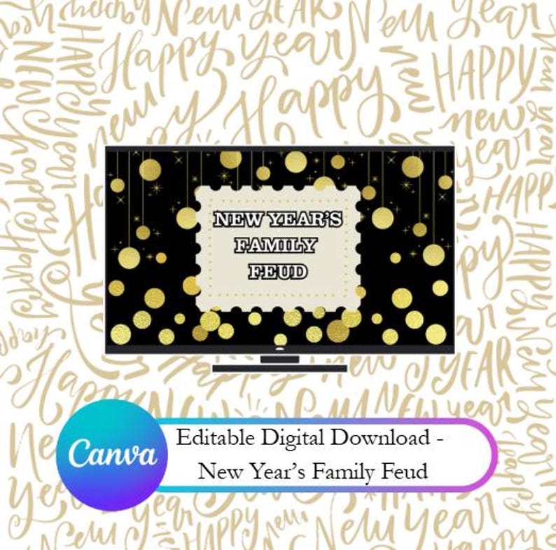 New Year's Family Feud Game - Editable Canva Template - Digital ...