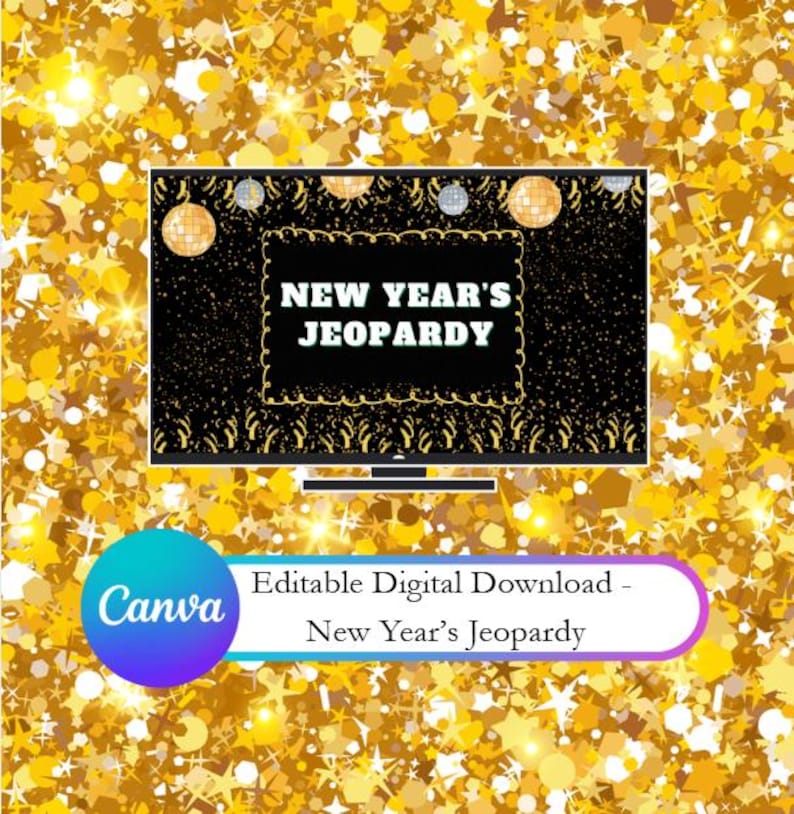 New Year's Jeopardy Game - Editable Canva Template - Digital Download ...