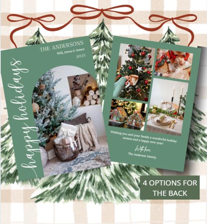 Modern Photo Christmas Card Template – Editable Holiday Card (digital ...