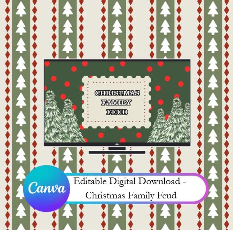 Christmas Family Feud Game - Editable Canva Template - Digital Download ...