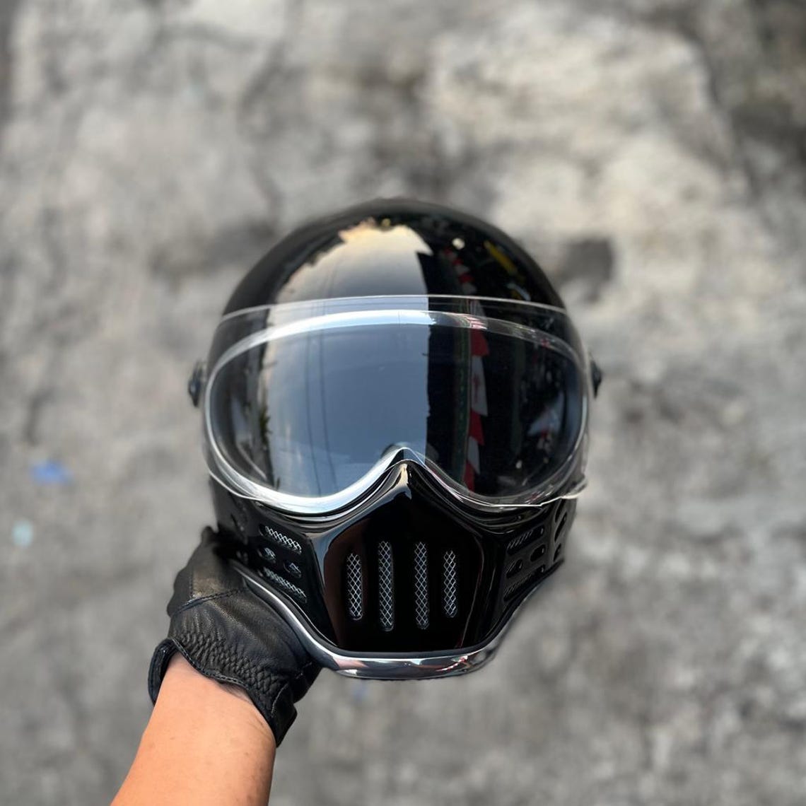Custom M30 Motorcycle Helmet – Full Face Retro Vintage Cafe Racer ...