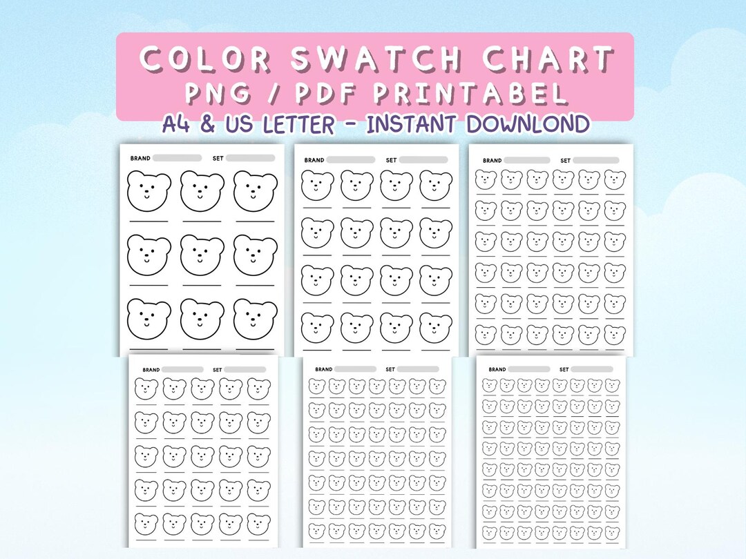 Color Swatch Chart Printable | Marker Color Tracker (PDF & PNG) - Etsy