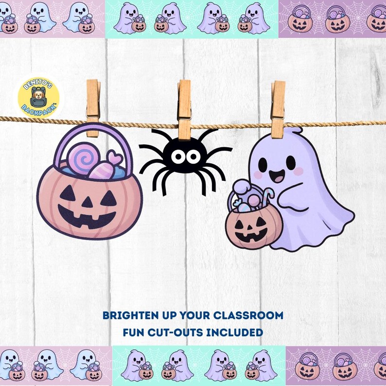 Pastel Halloween Classroom Decor: Ghost & Pumpkin Bulletin Board Kit ...