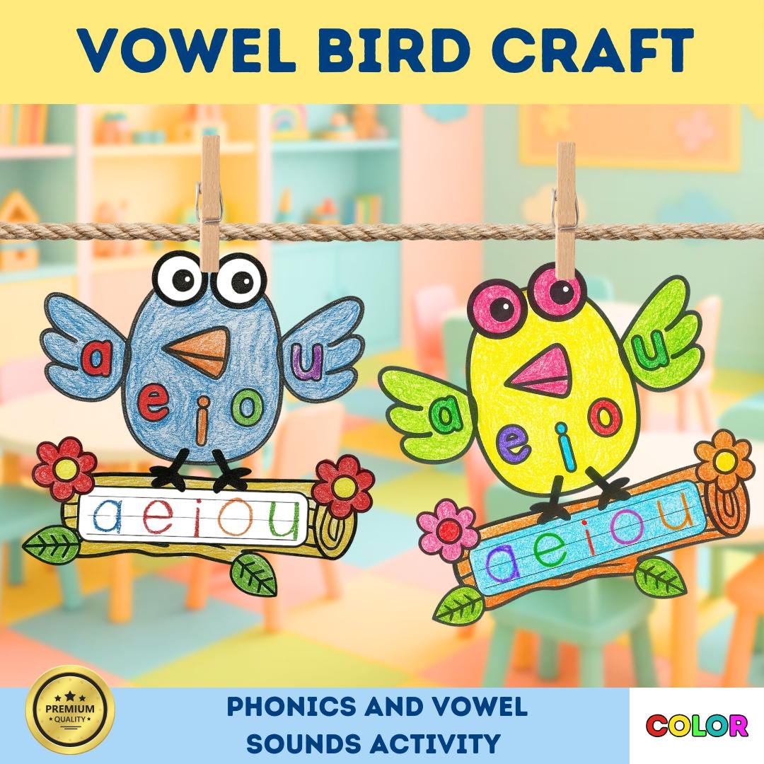 Build-a-bird Vowel Craft: Phonics Activity (PDF Download) - Etsy