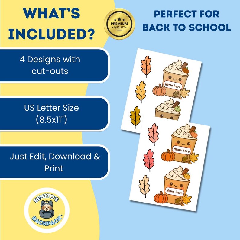 Pumpkin Spice Latte Name Labels: Fall Classroom Decor, Editable Canva ...