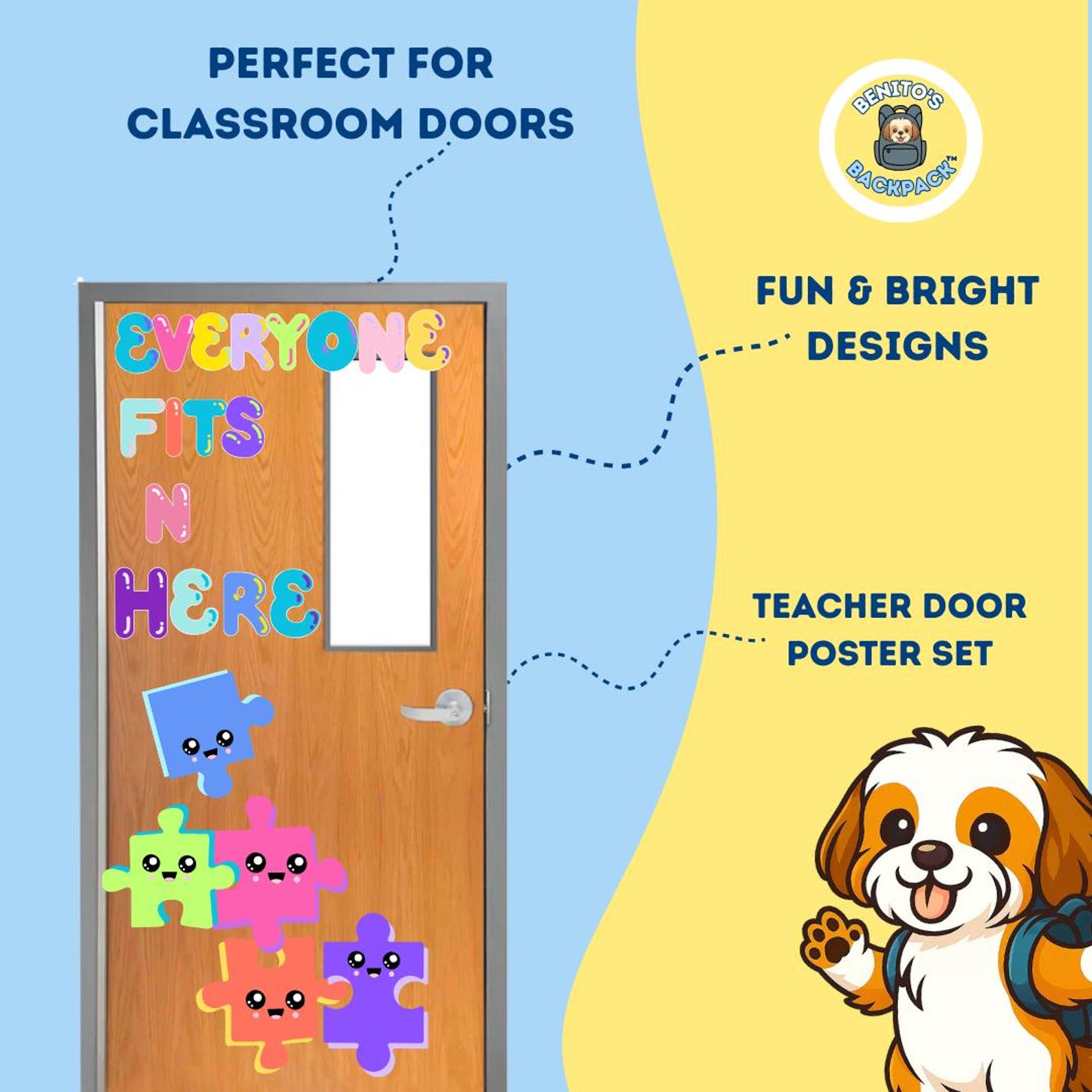 Inclusive Classroom Door Sign: Everyone Fits in Here Puzzle (printable ...