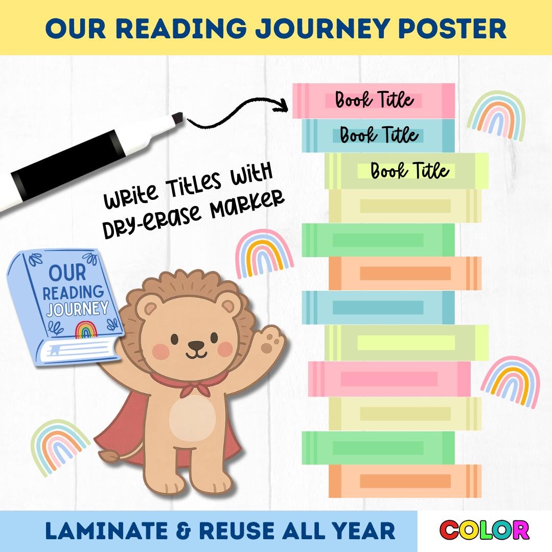 Superhero Lion Reading Tracker Poster: Classroom Book Spine Display ...