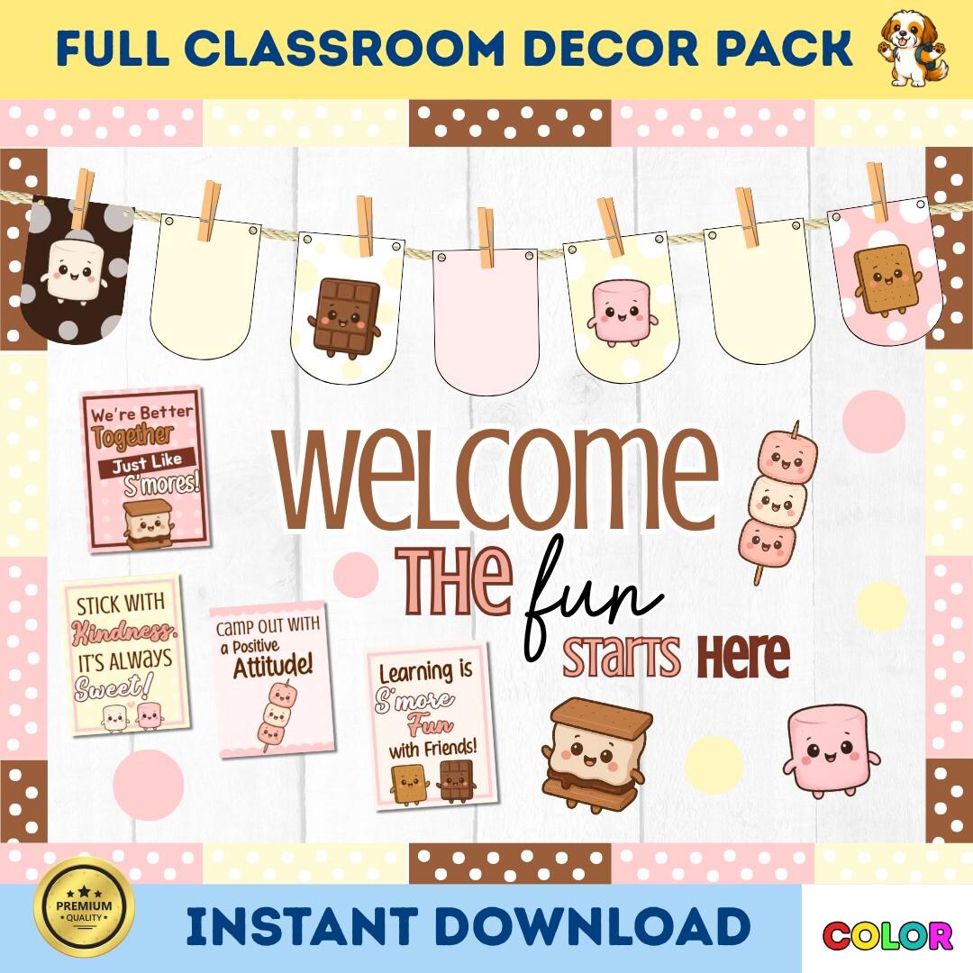 S'mores Classroom Decor: Pastel Bulletin Board Kit (printable PDF) - Etsy